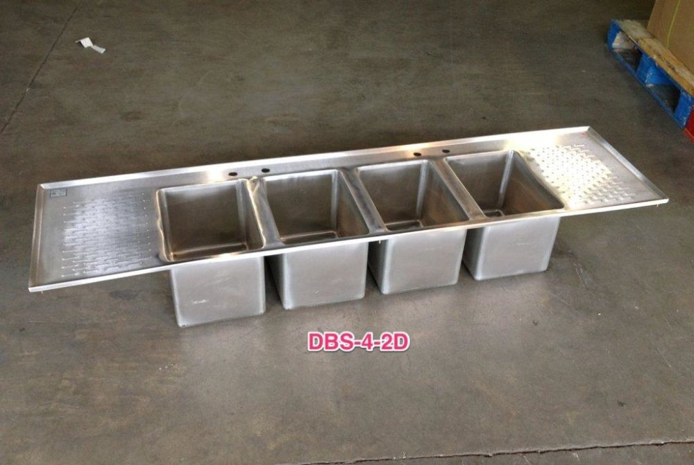 4 Bowl Drop In Bar Sink with 12″ Double Drain Boards | Ultimate ...
